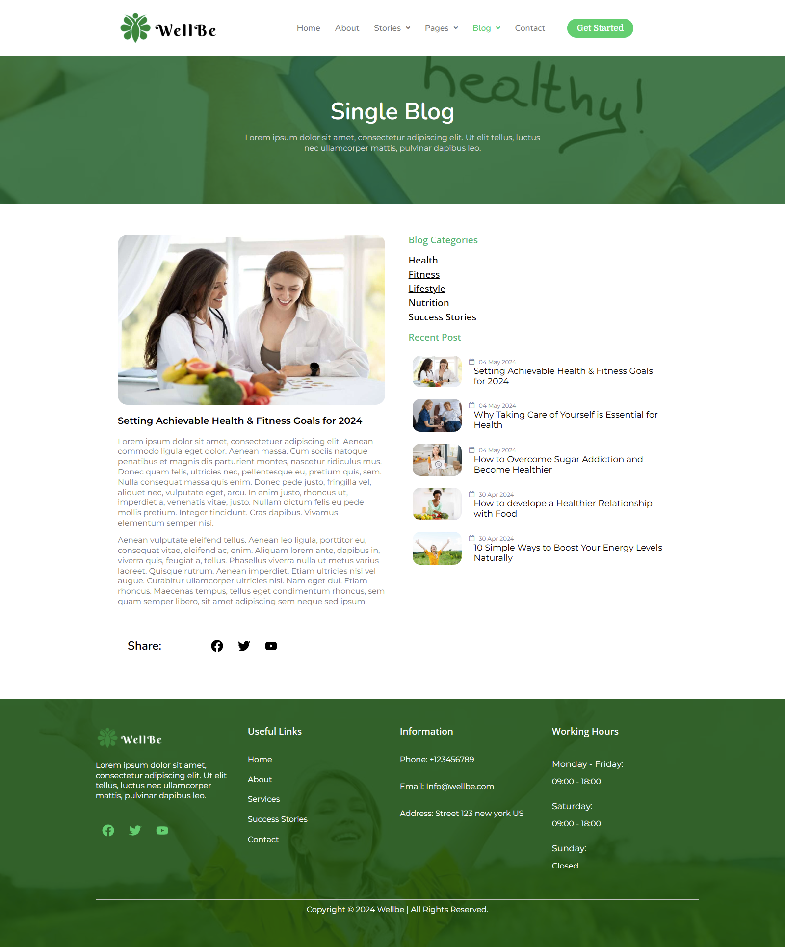 Wellbe - Health & Wellness Coach Elementor Template kit by Kitsart