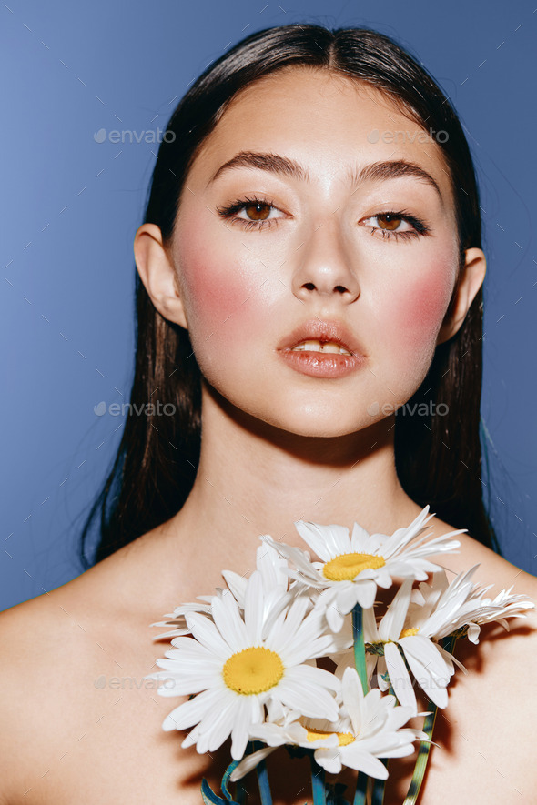 Pretty Spring Lady with Floral Hair: A Portrait of a Young Caucasian ...