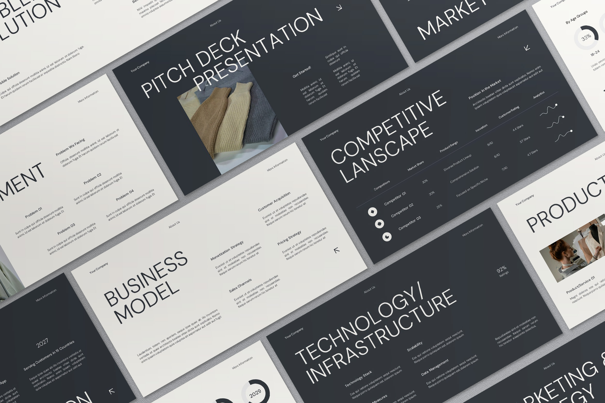 Gray Minimalist Clothing Pitch Deck Presentation Google Slide ...