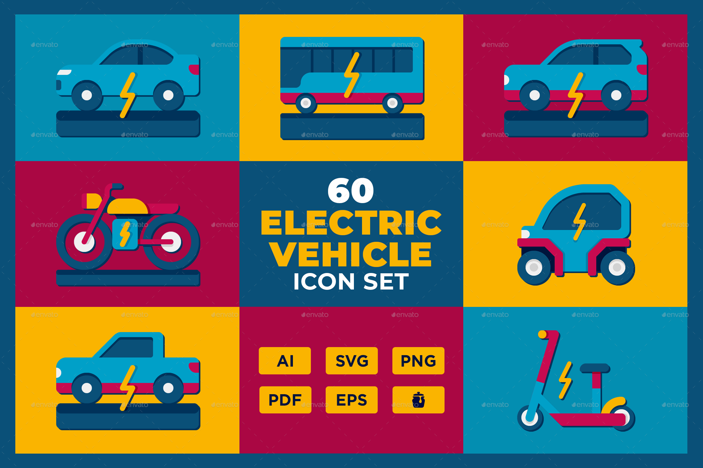 60 EV (Electric Vehicle) Icons Icons | Dualine Series, Icons | GraphicRiver