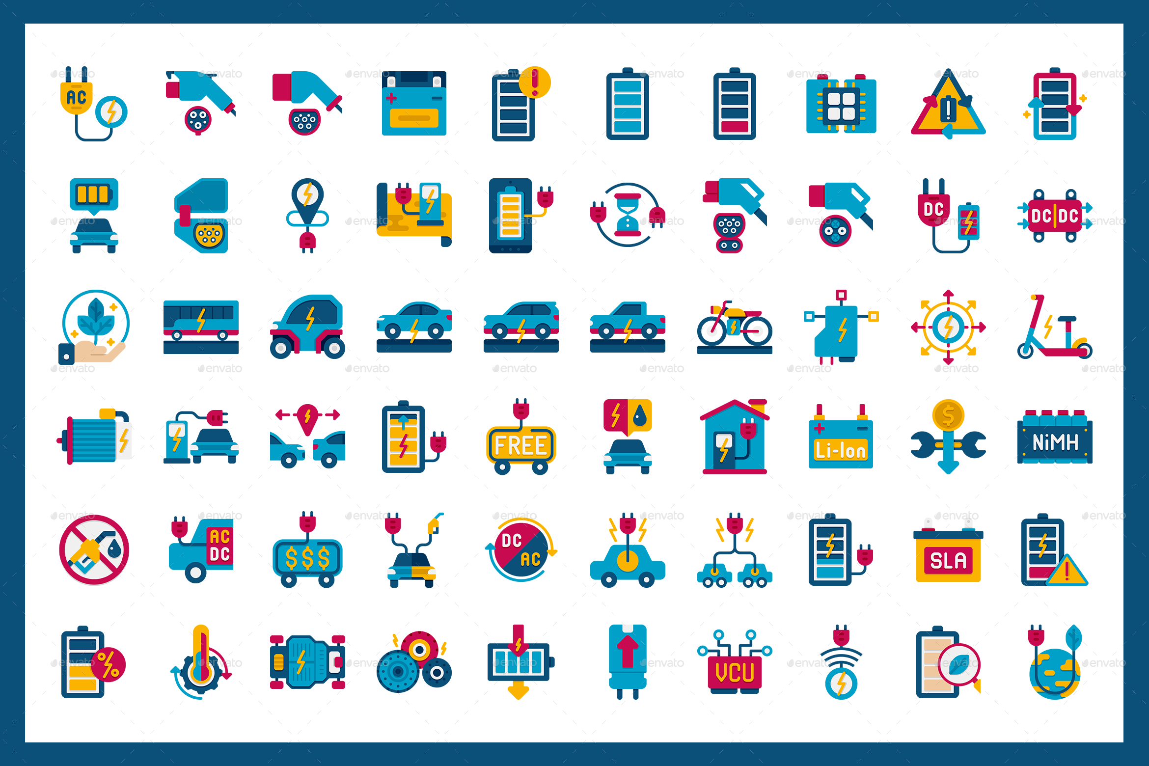 60 EV (Electric Vehicle) Icons Icons | Dualine Series, Icons | GraphicRiver