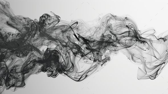 Smoke swirls of black and grey, dramatic abstract background with a ...
