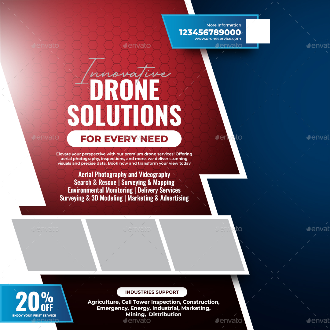 Drone Service Flyer and Social Media, Print Templates | GraphicRiver