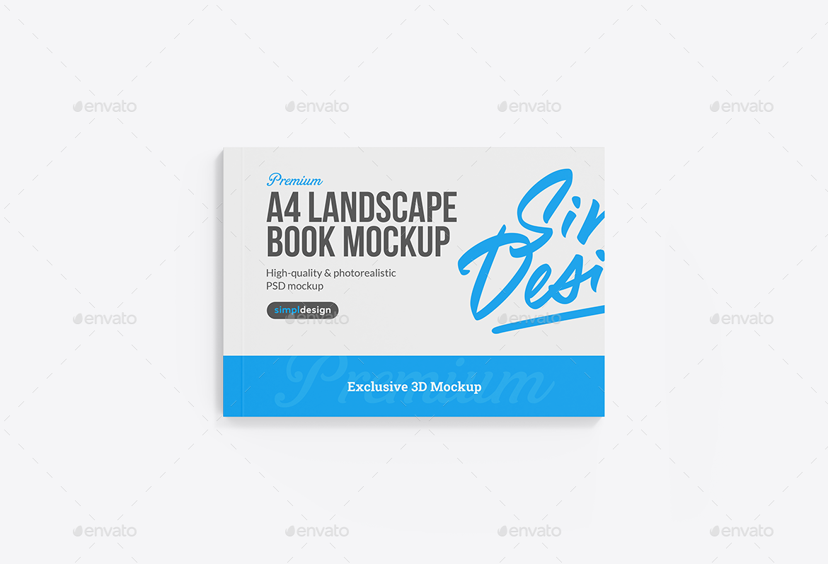 A4 Landscape Book Mockup, Graphics | GraphicRiver