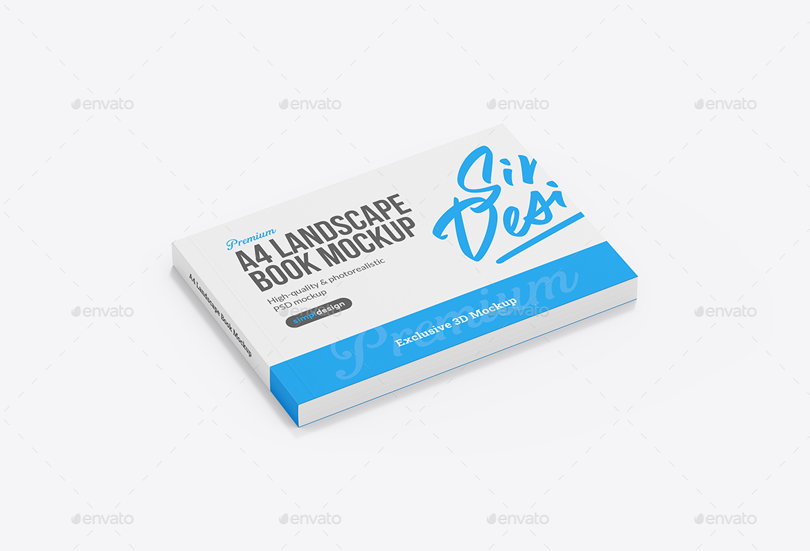 A4 Landscape Book Mockup, Graphics | GraphicRiver