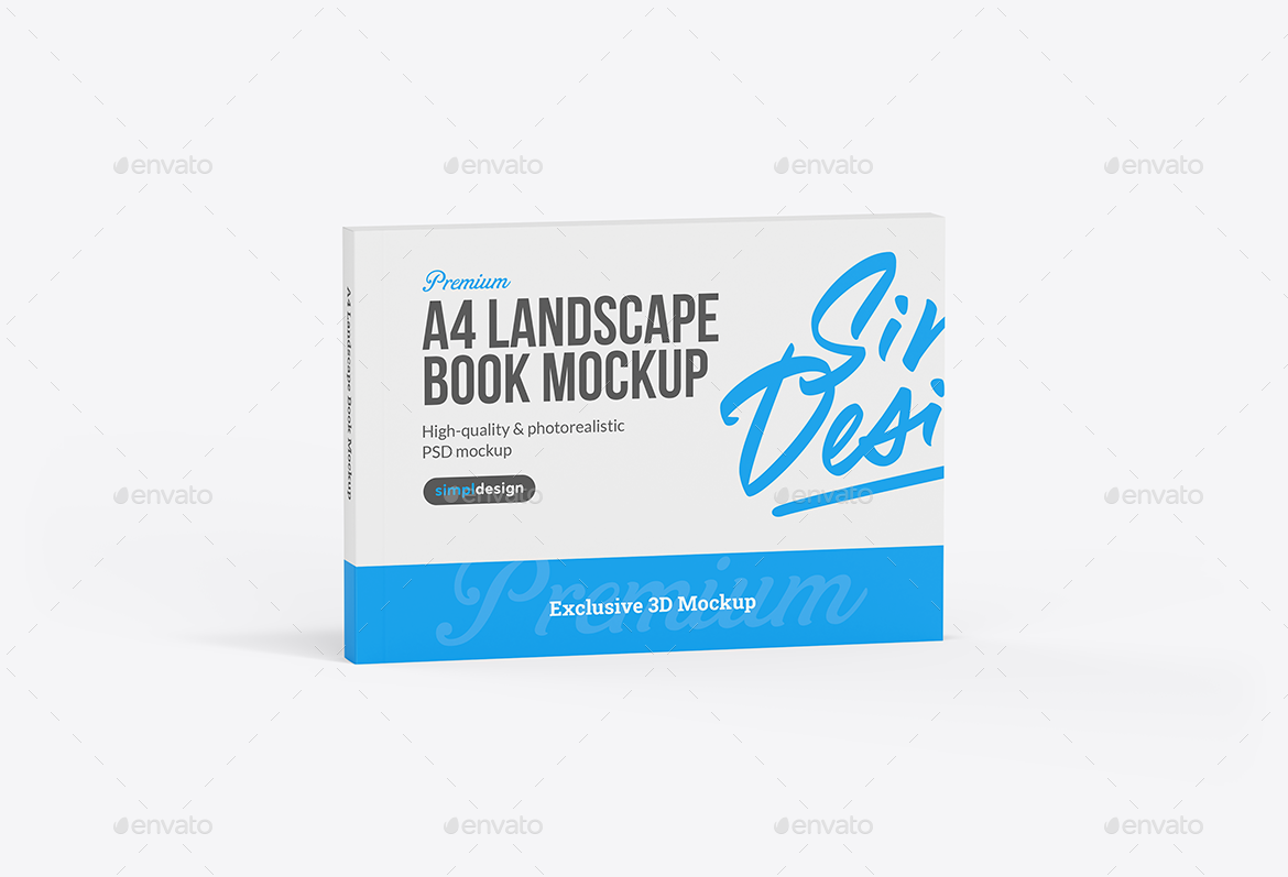 A4 Landscape Book Mockup, Graphics | GraphicRiver