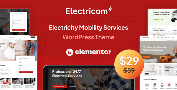 Electricom - Electricity Mobility Services WordPress theme by HaruTheme