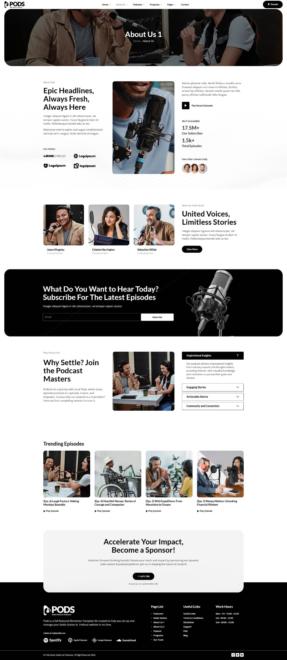 Potshow - Radio Station & Podcaster Elementor Template Kit by Dex-Theme