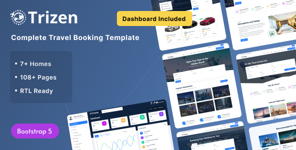 Trizen - Travel Hotel Booking HTML5 Template with Dashboard by TechyDevs