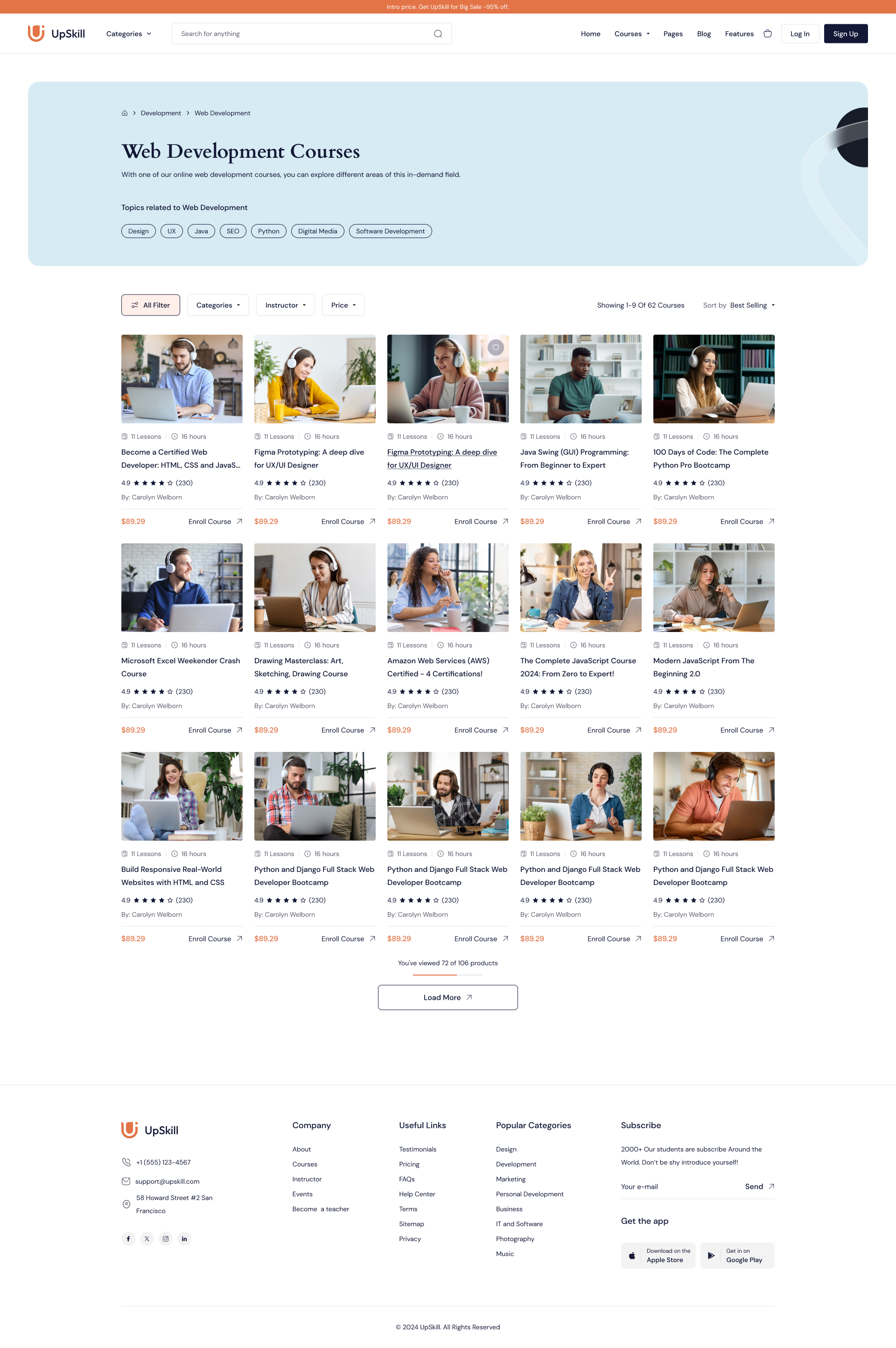 UpSkill - Education Online Courses LMS Figma Template by CreativeLayers