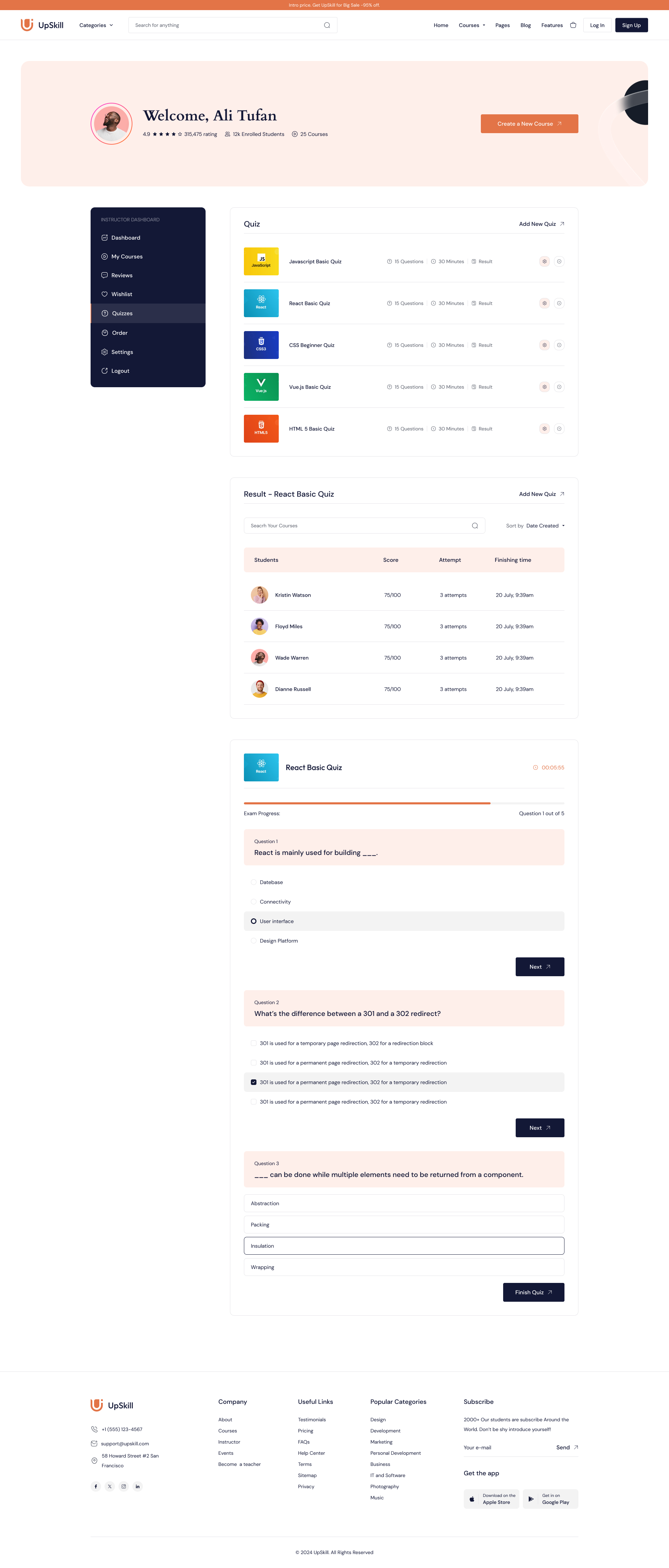 UpSkill - Education Online Courses LMS Figma Template by CreativeLayers