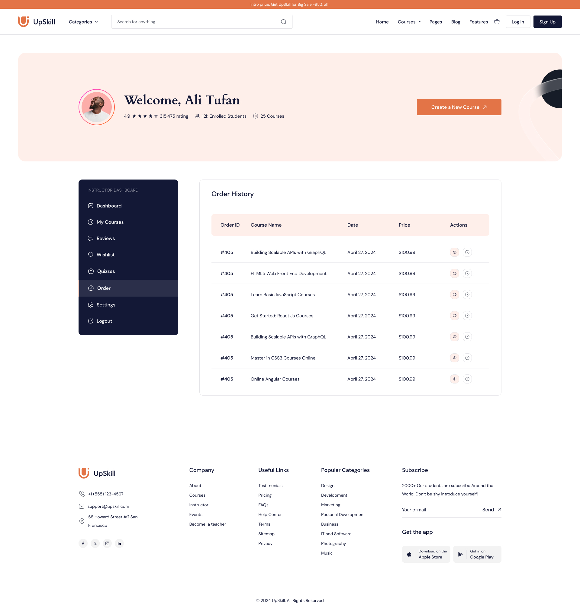 UpSkill - Education Online Courses LMS Figma Template by CreativeLayers