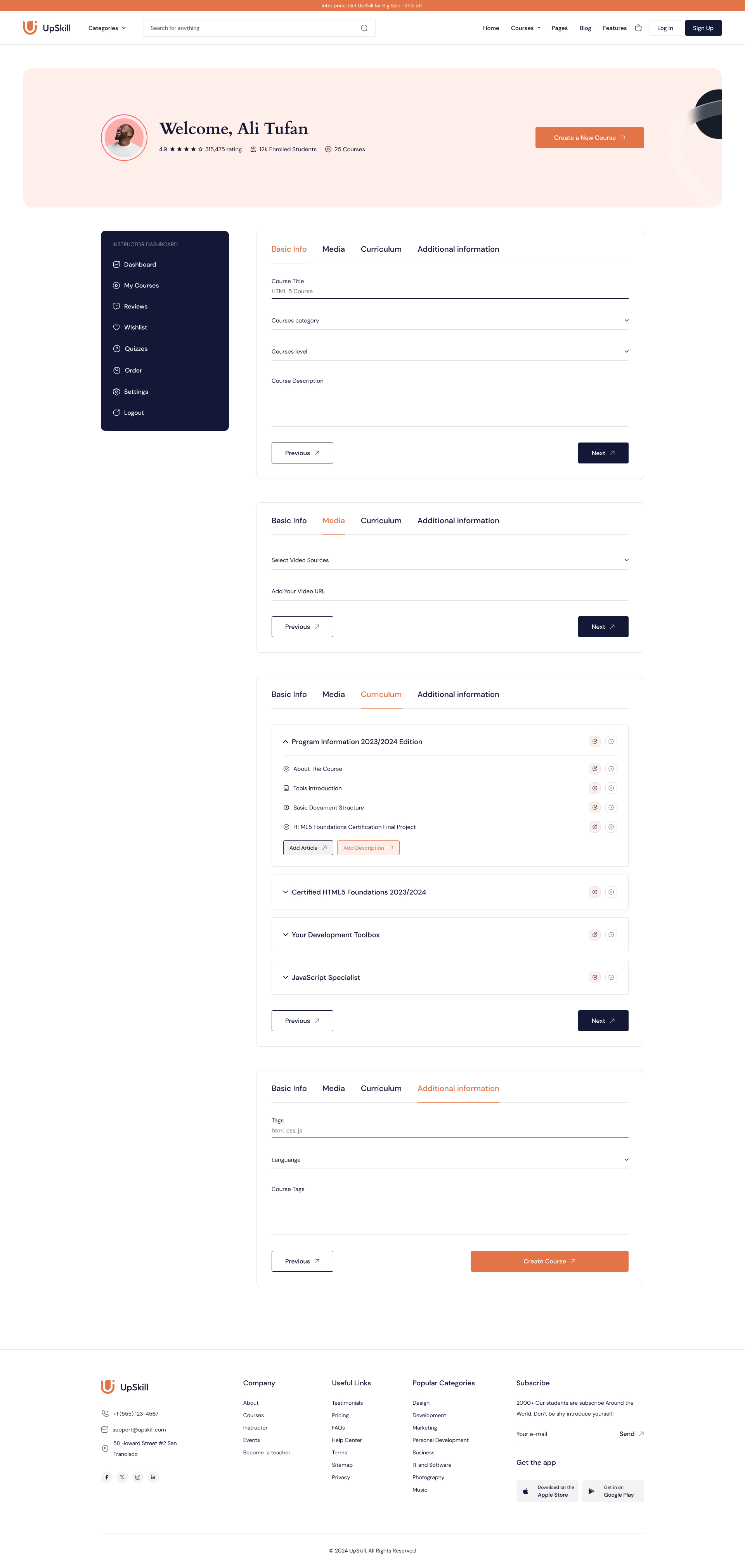 UpSkill - Education Online Courses LMS Figma Template by CreativeLayers