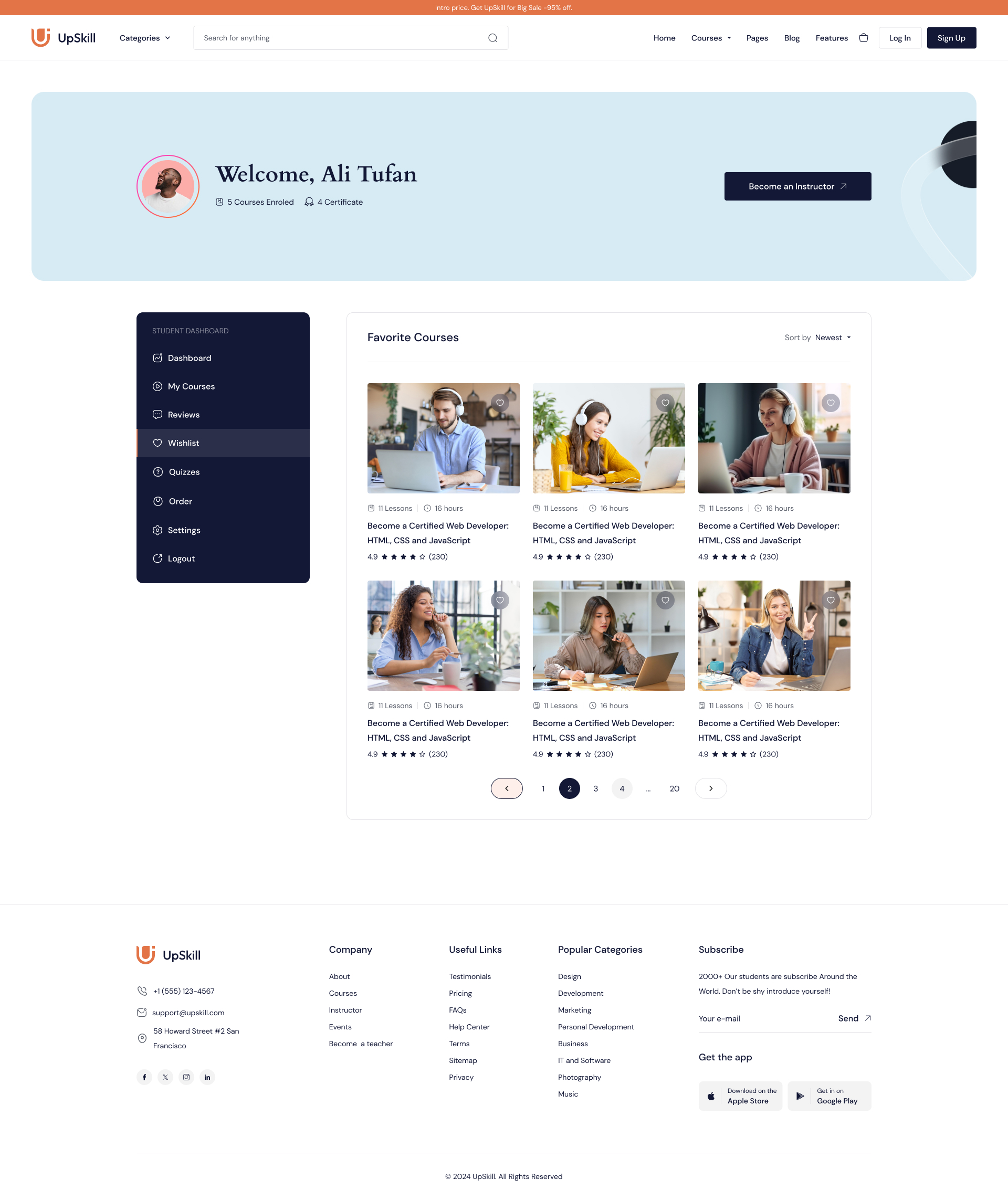 UpSkill - Education Online Courses LMS Figma Template by CreativeLayers