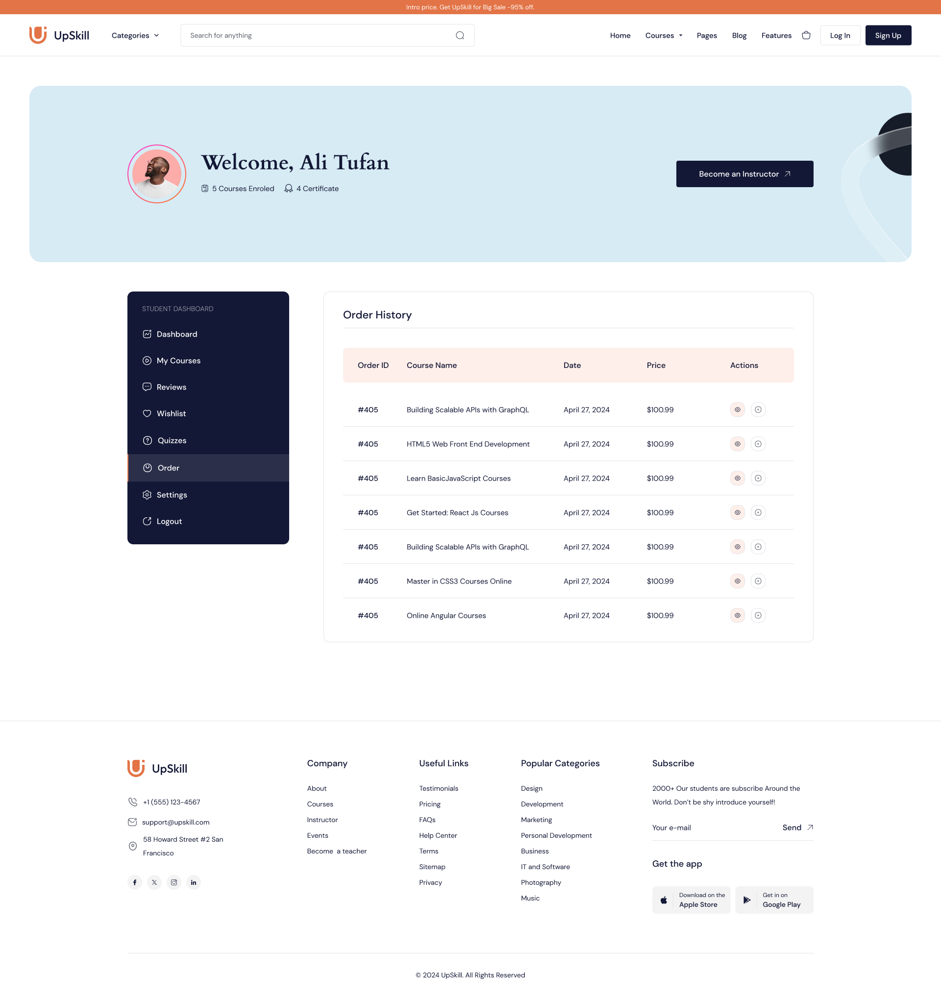 UpSkill - Education Online Courses LMS Figma Template by CreativeLayers