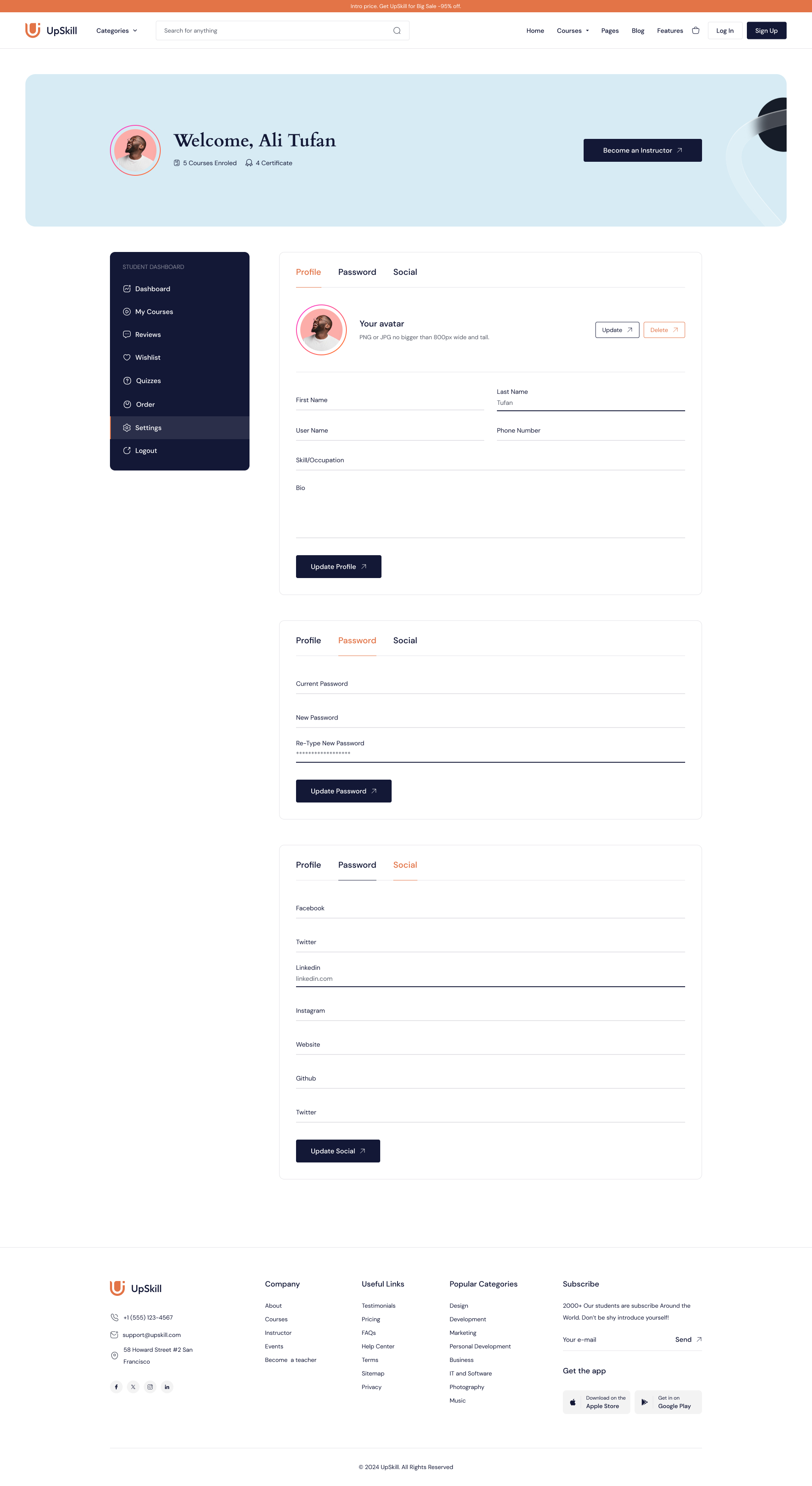 UpSkill - Education Online Courses LMS Figma Template by CreativeLayers