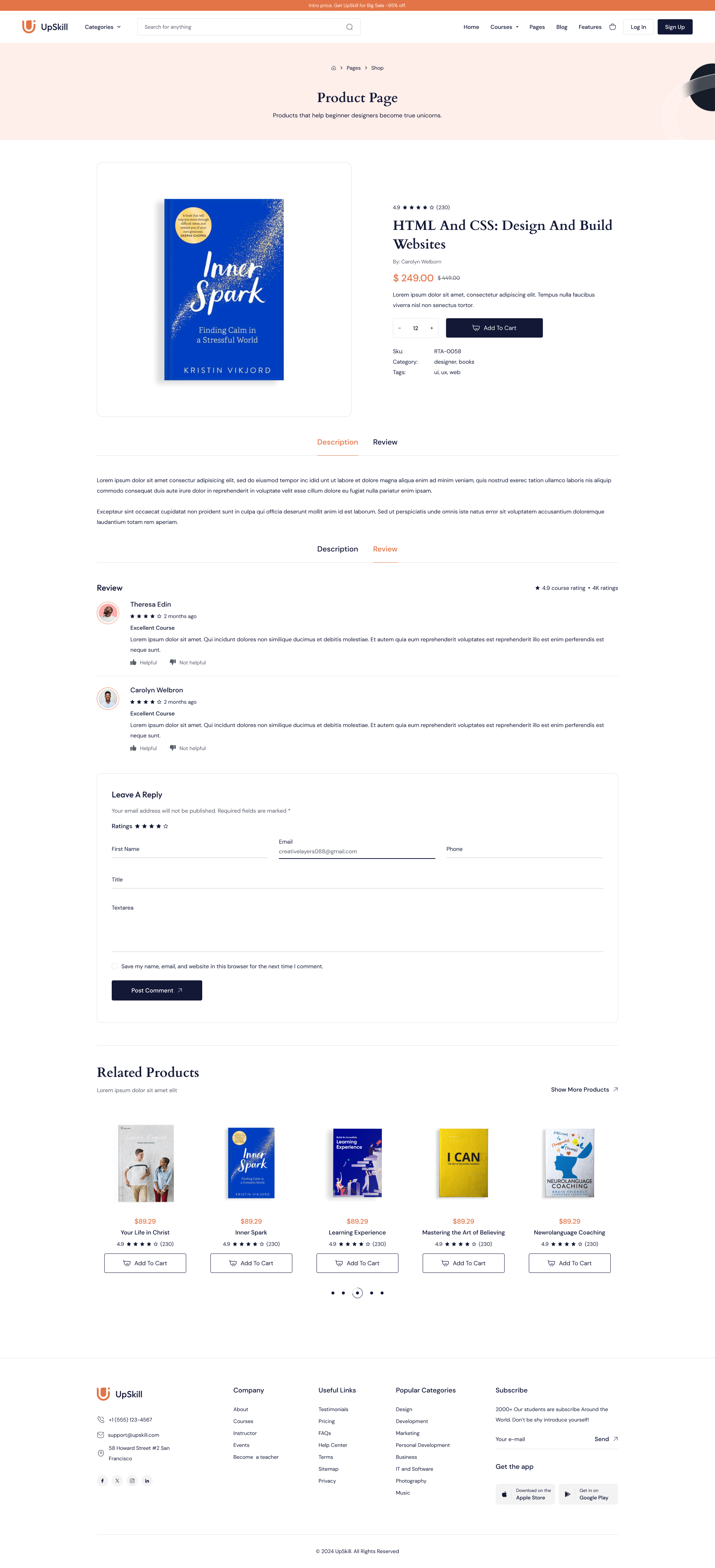 UpSkill - Education Online Courses LMS Figma Template by CreativeLayers