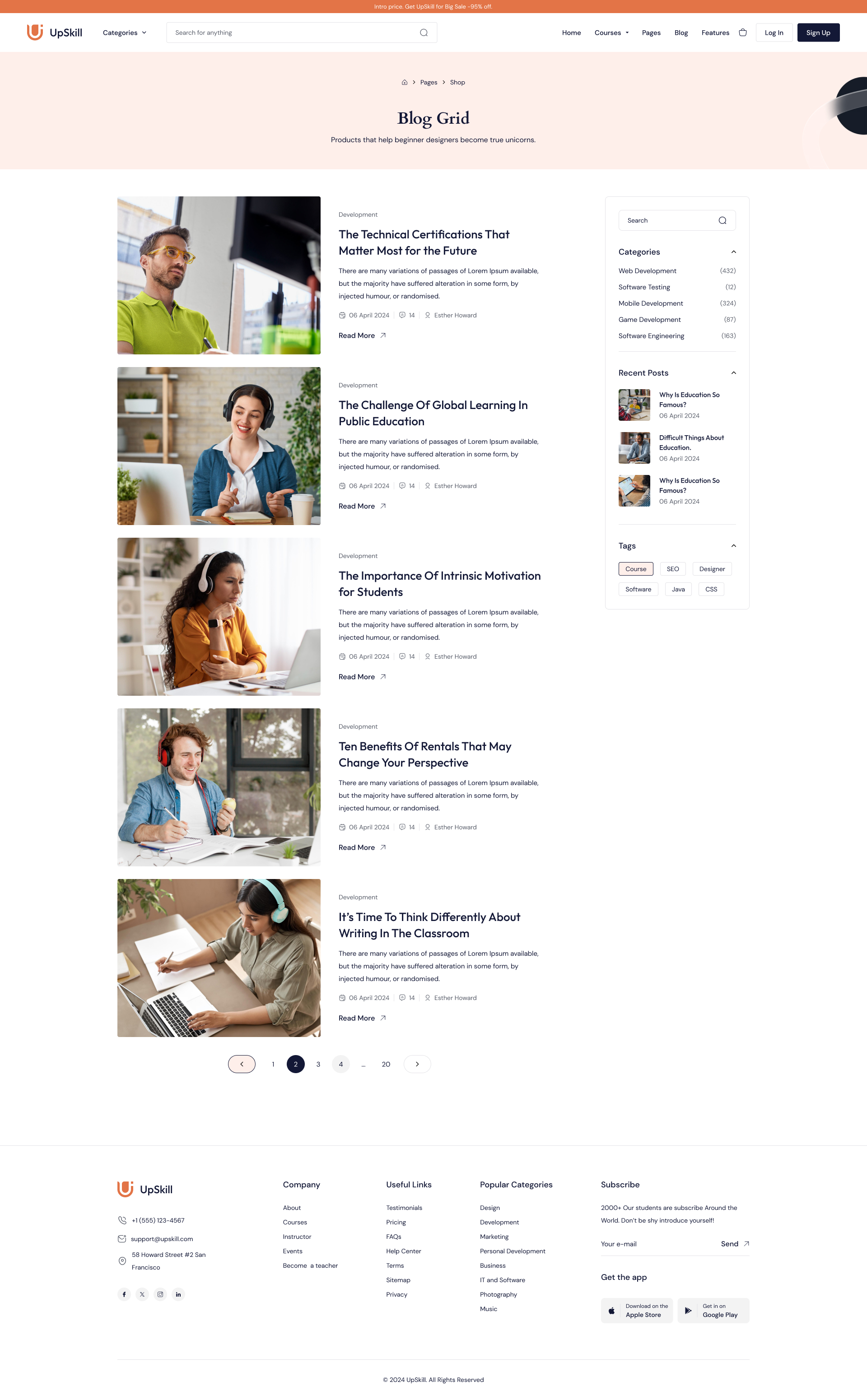 UpSkill - Education Online Courses LMS Figma Template by CreativeLayers