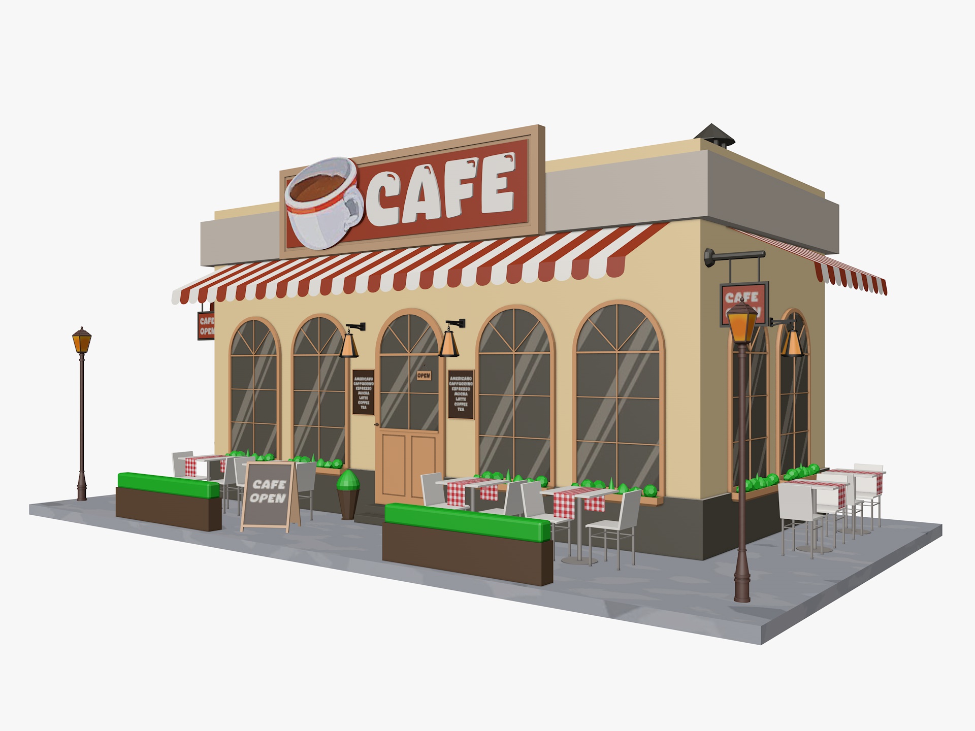 Cartoon Cafe House by 3DnModels | 3DOcean