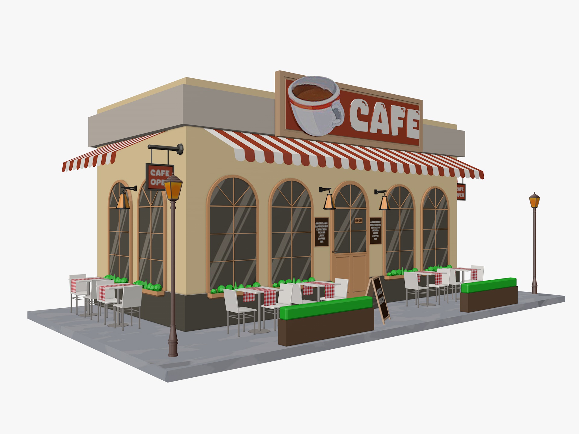 Cartoon Cafe House by 3DnModels | 3DOcean