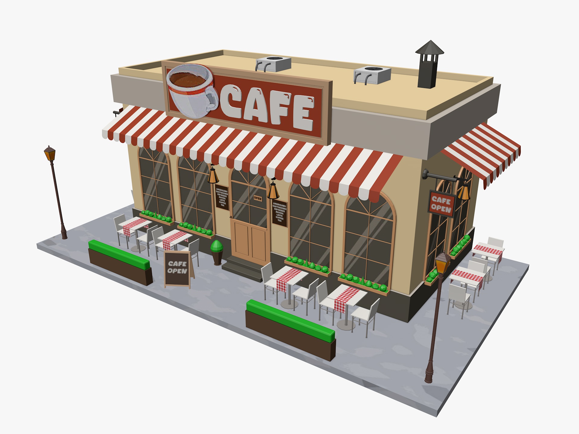 Cartoon Cafe House by 3DnModels | 3DOcean
