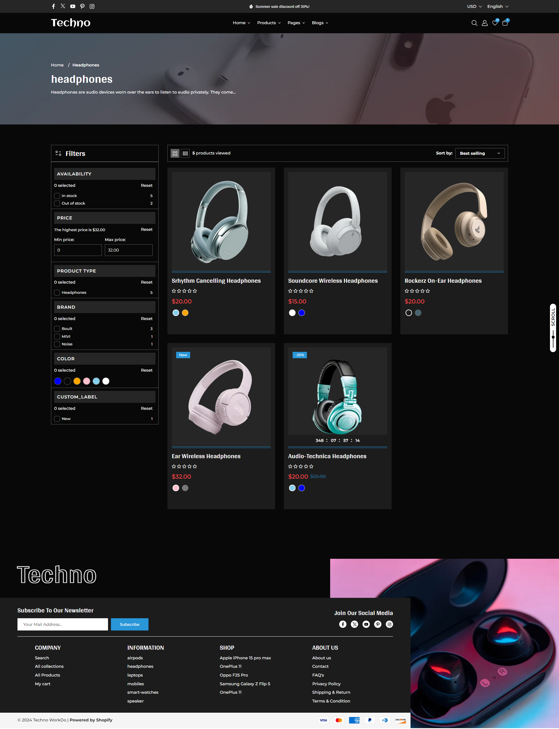 Techno - Electronics & Gadgets Ecommerce Shopify 2.0 Theme by WorkDo