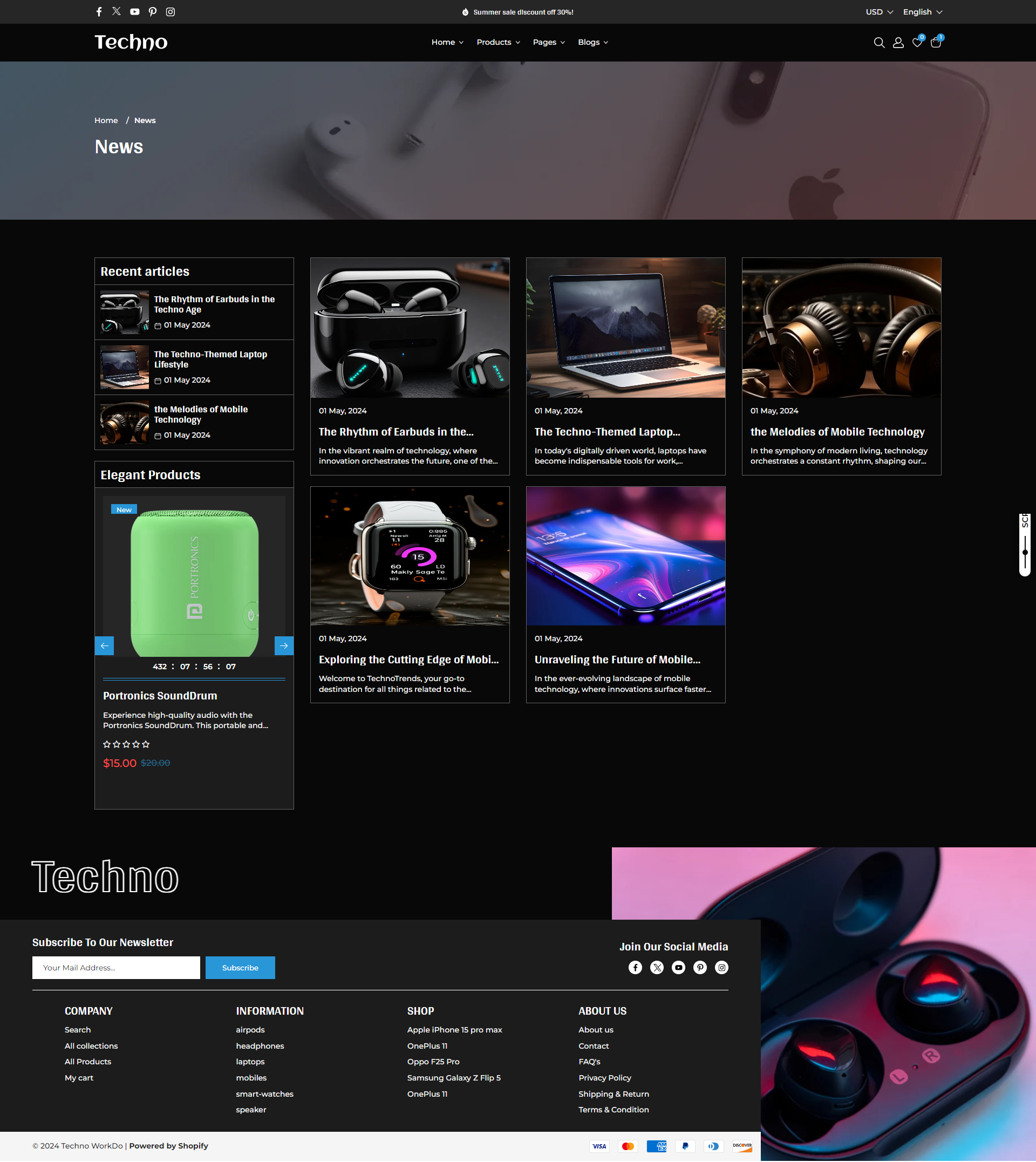 Techno - Electronics & Gadgets Ecommerce Shopify 2.0 Theme by WorkDo