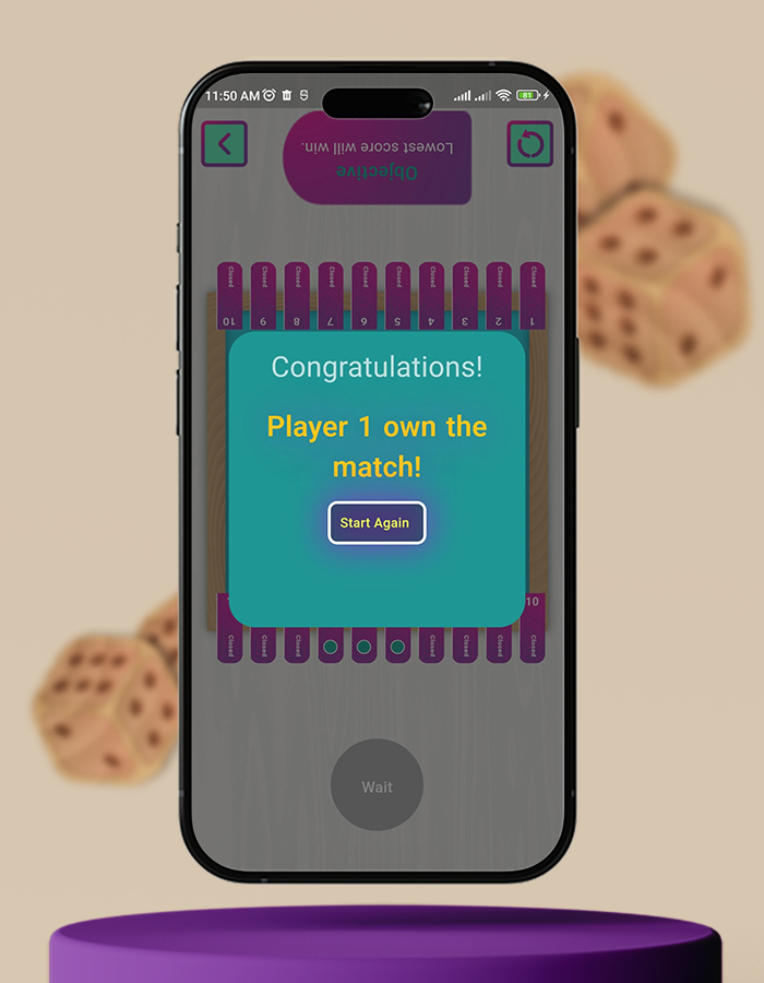 Shut The Box Game - AI Multiplayer Android and iOS in Flutter 3.x by Arrtify