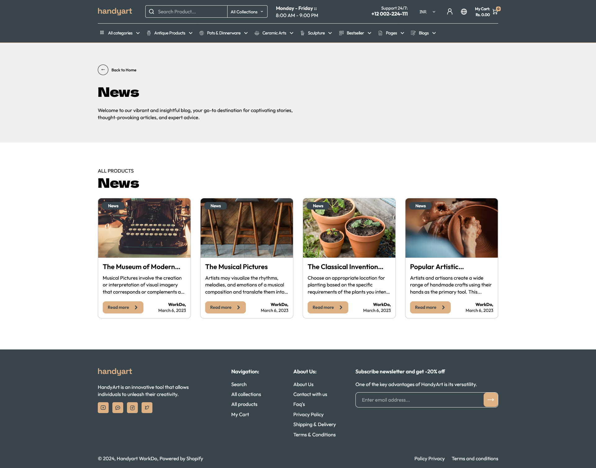 Handyart - Art & Handmade Shop Shopify OS 2.0 by WorkDo | ThemeForest