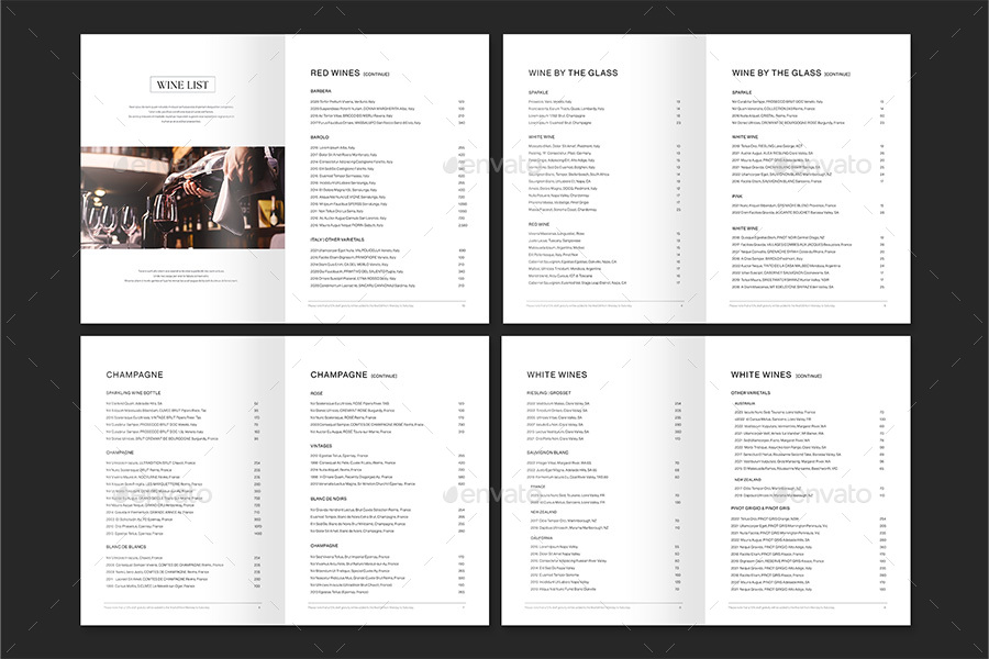 Restaurant Wine List Template, Print Templates | GraphicRiver