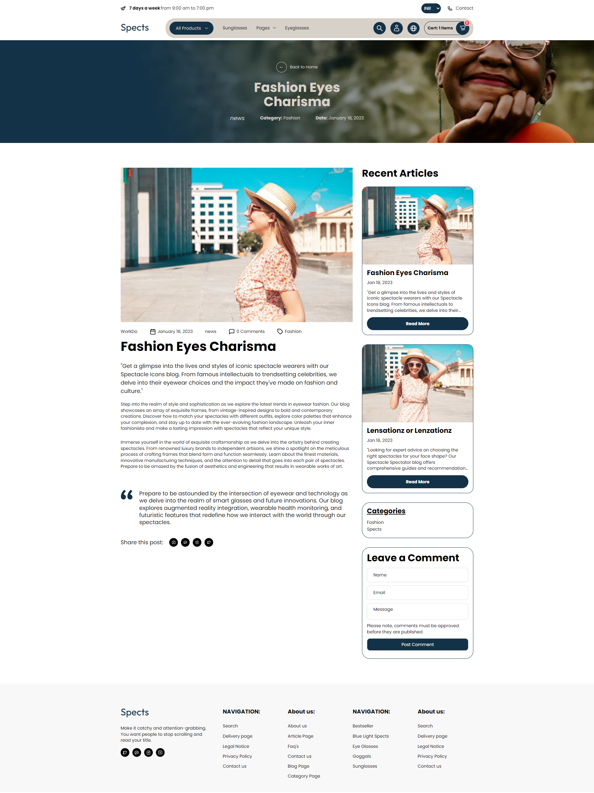 Spects - Modern Glasses Responsive Shopify 2.0 Theme by WorkDo ...