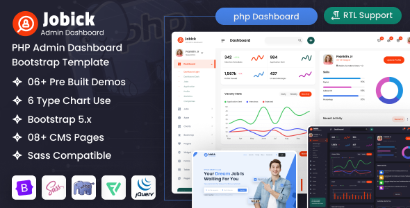 Jobick - PHP Job Admin Dashboard Bootstrap Template by dexignlabs | ThemeForest