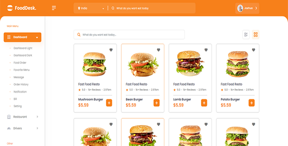 FoodDesk - Vite Food Delivery Admin Dashboard Template by dexignlabs