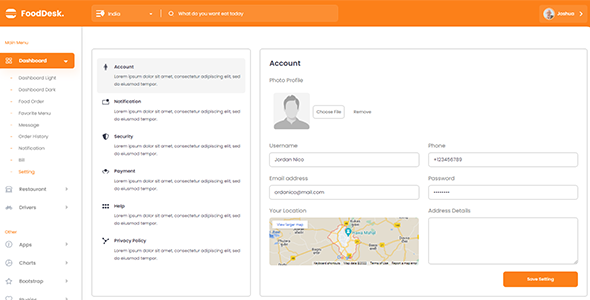 FoodDesk - Vite Food Delivery Admin Dashboard Template by dexignlabs