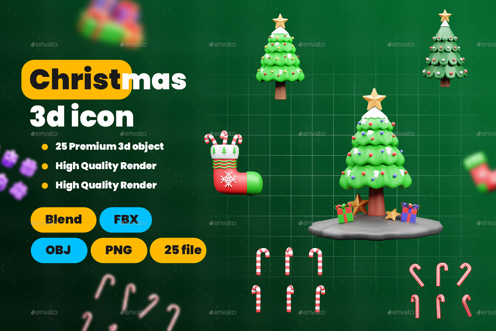 Christmas 3d Icon Pack, Graphics | GraphicRiver