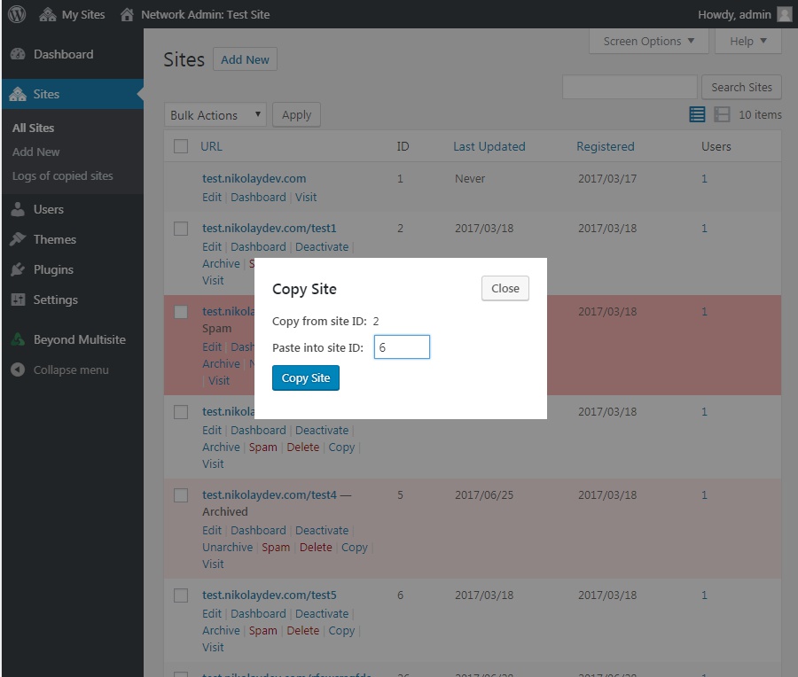 Beyond Multisite - Utilities for WordPress Network Admins by nikolaydev
