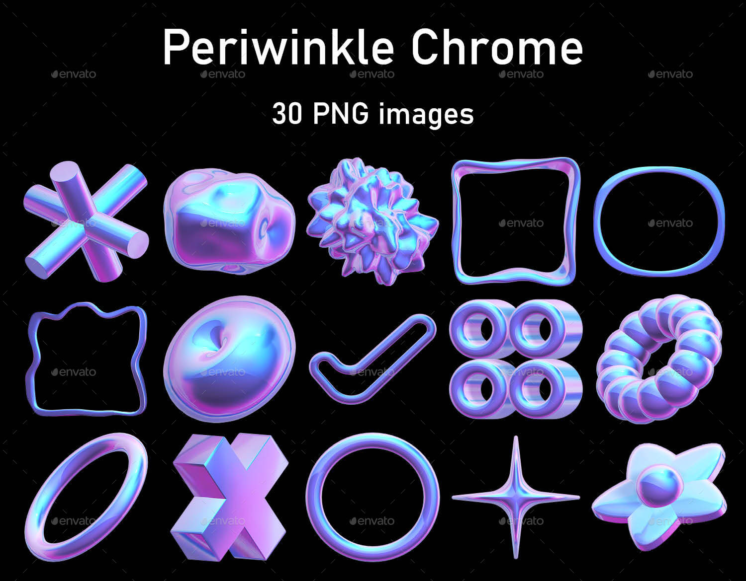 Periwinkle Chrome | 35 PNG Image Pack, Graphics | GraphicRiver