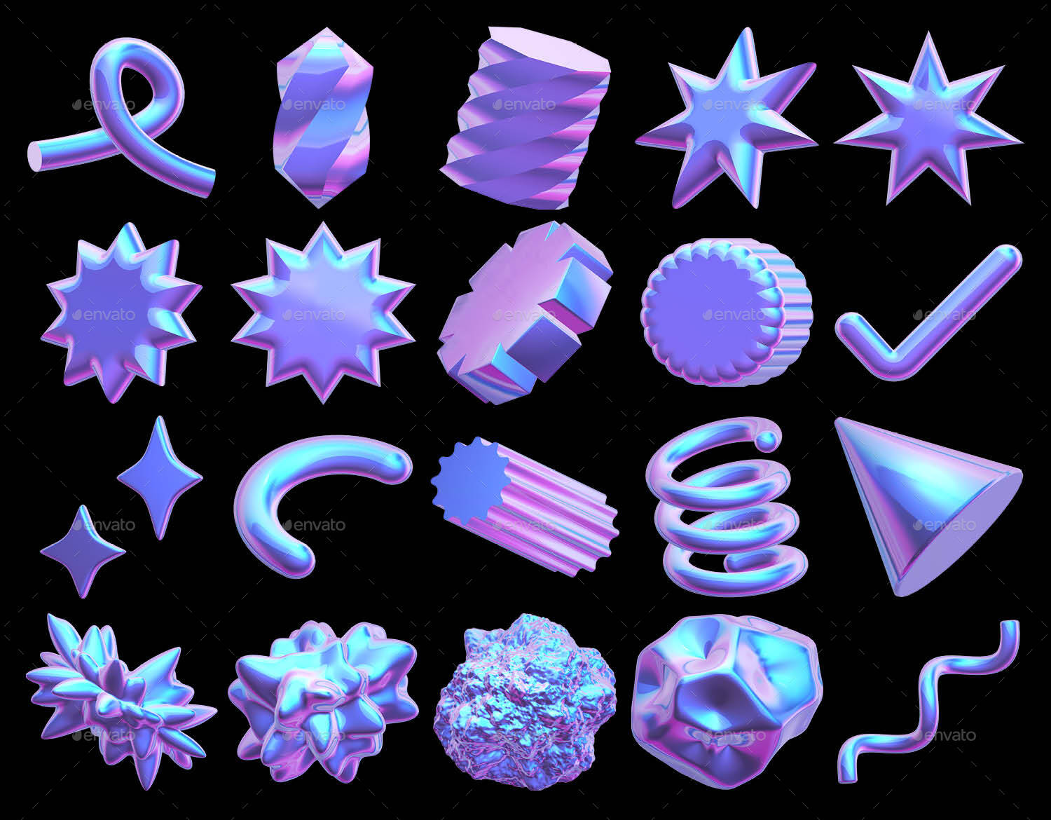 Periwinkle Chrome | 35 PNG Image Pack, Graphics | GraphicRiver