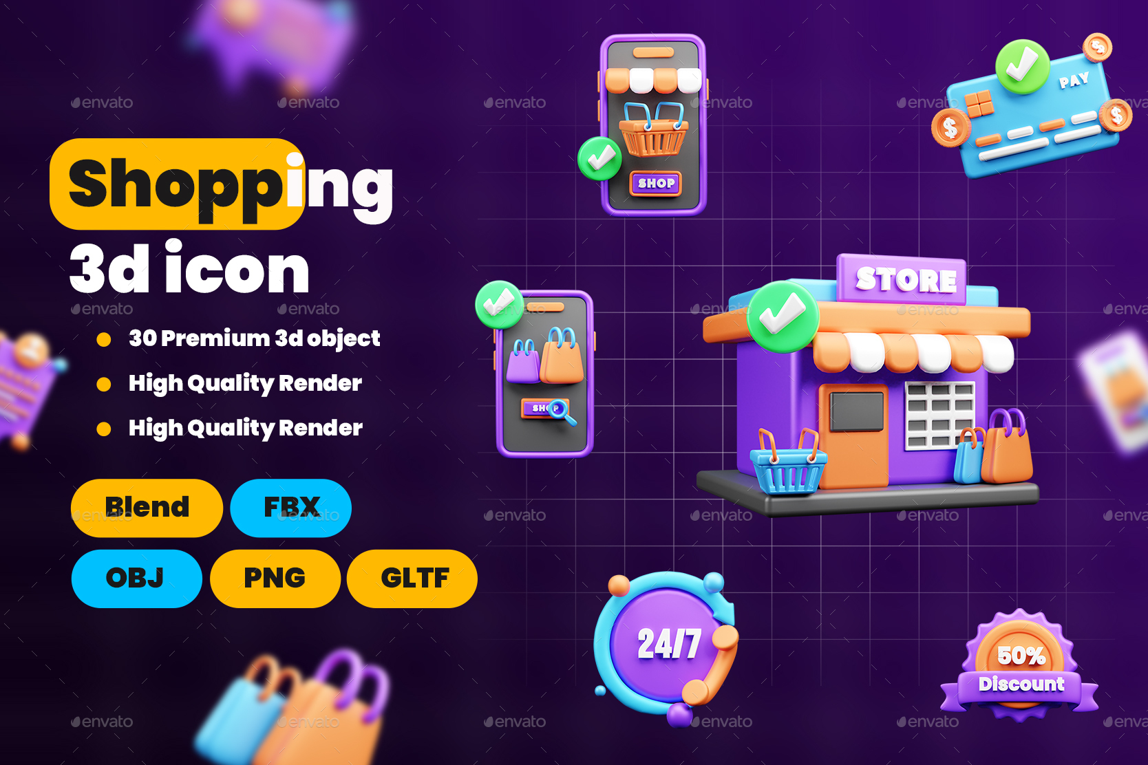 Shopping & Retails 3d Illustration Icon Pack, Graphics | GraphicRiver