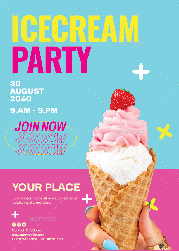 Ice Cream Party Flyer, Print Templates | GraphicRiver