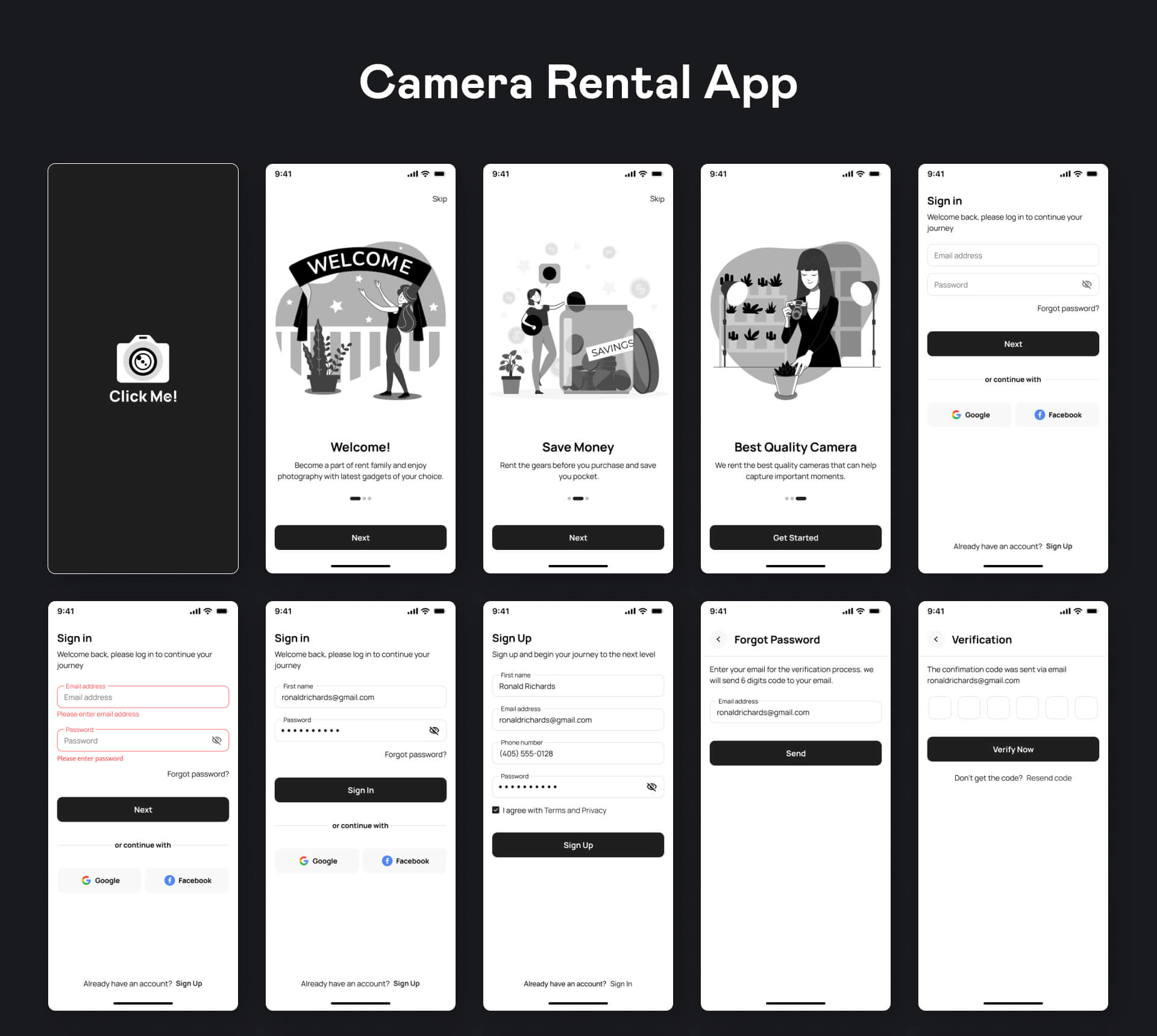 ClickRent UI template | Online Camera Rental App in Flutter | CamExchange App Template by ...