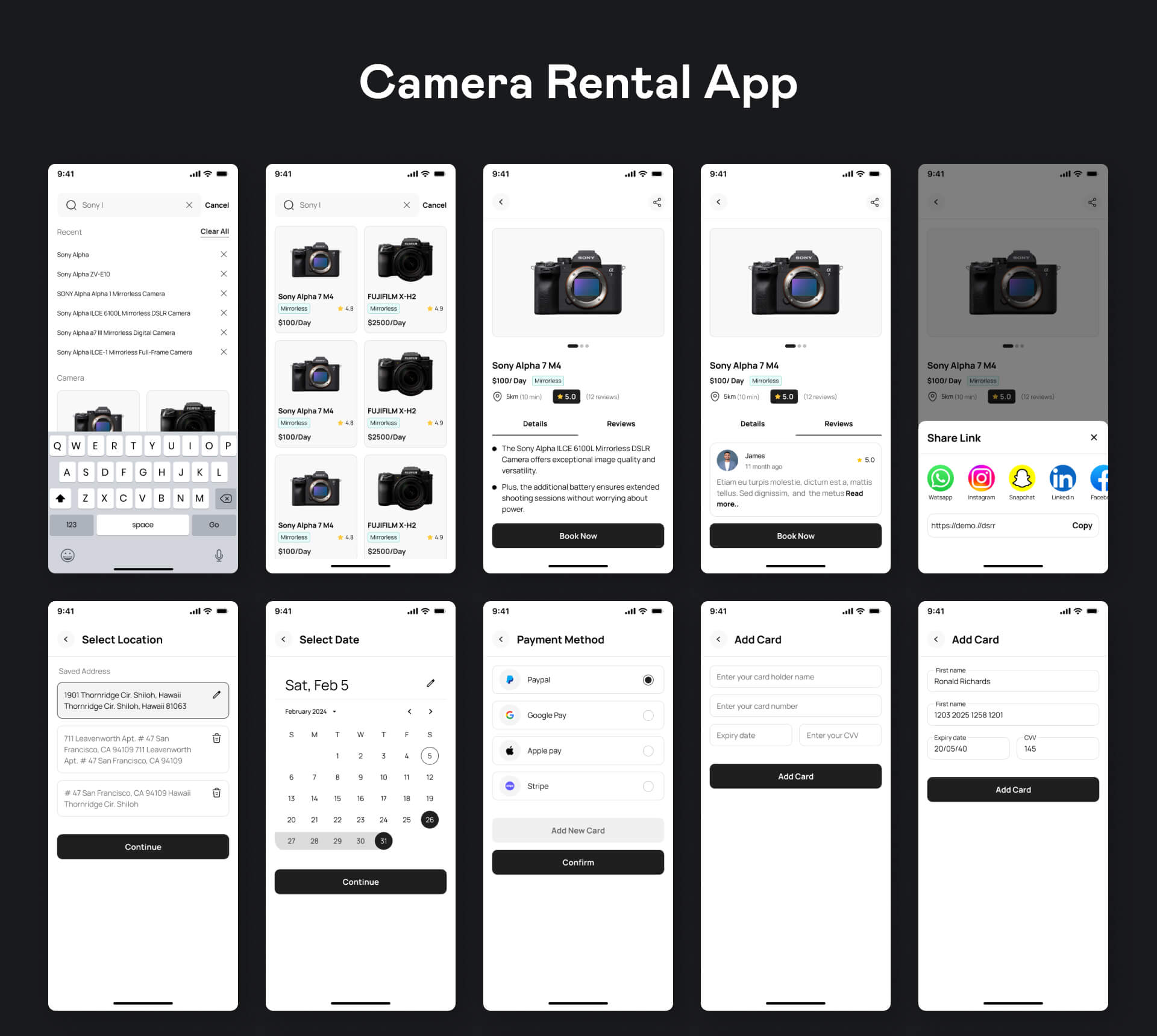 ClickRent UI template | Online Camera Rental App in Flutter | CamExchange App Template by ...