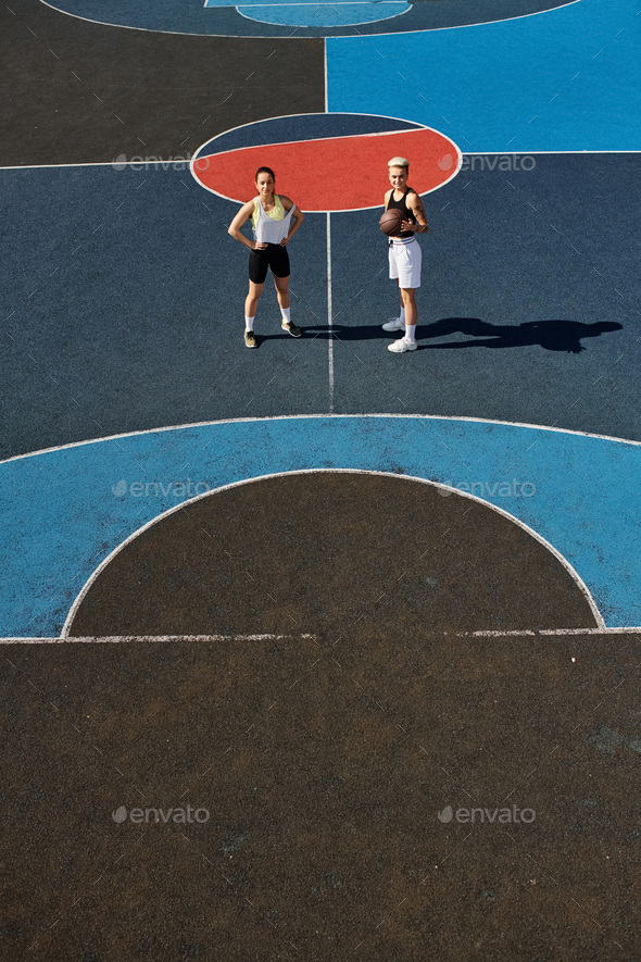 Dynamic duo at the basketball court Stock Photo by LightFieldStudios