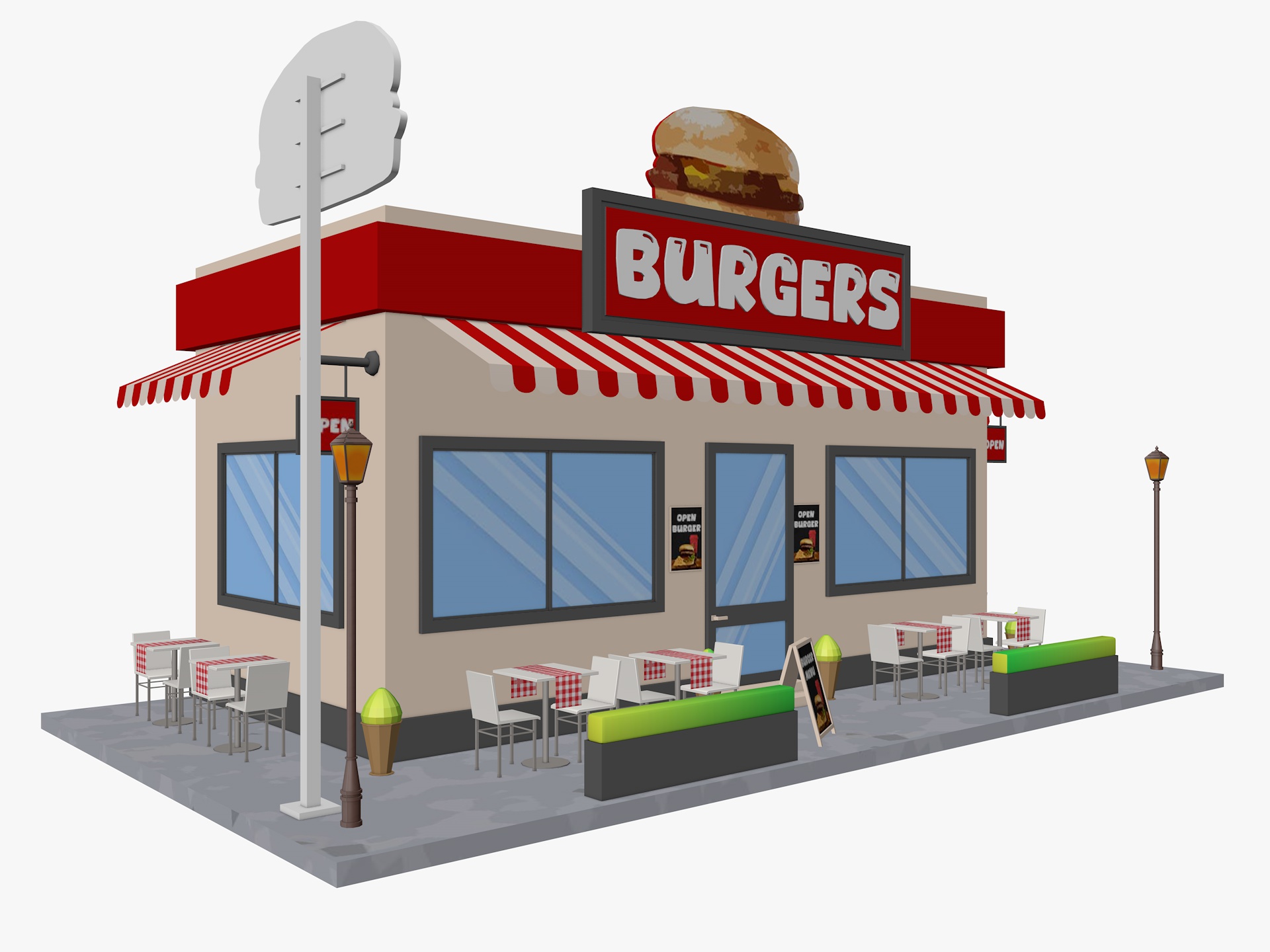 Cartoon Burgers Restaurant by 3DnModels | 3DOcean
