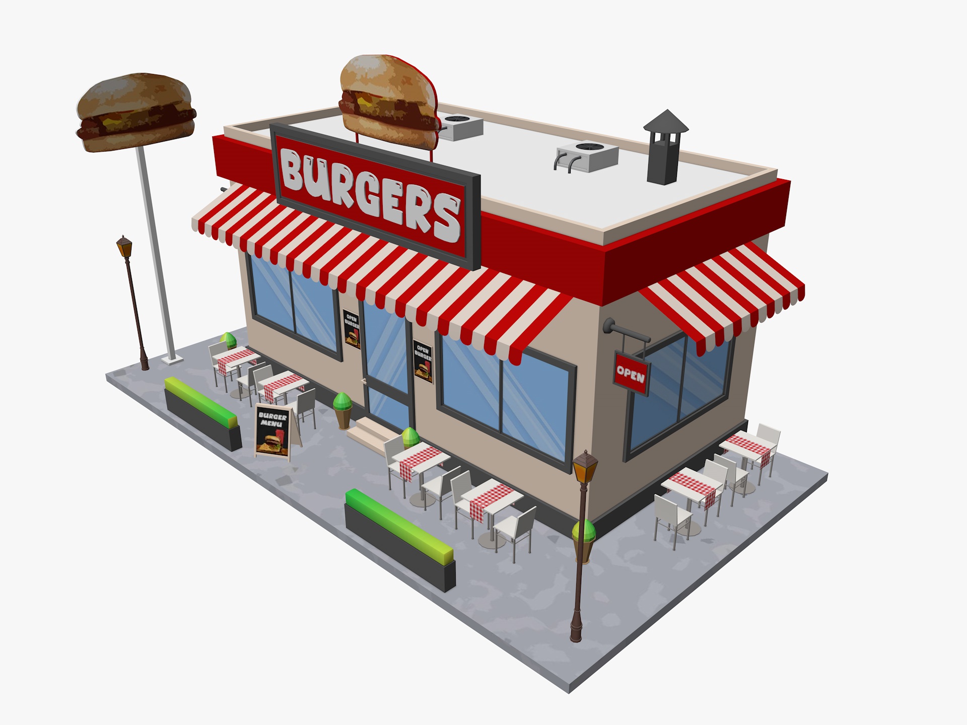 Cartoon Burgers Restaurant by 3DnModels | 3DOcean