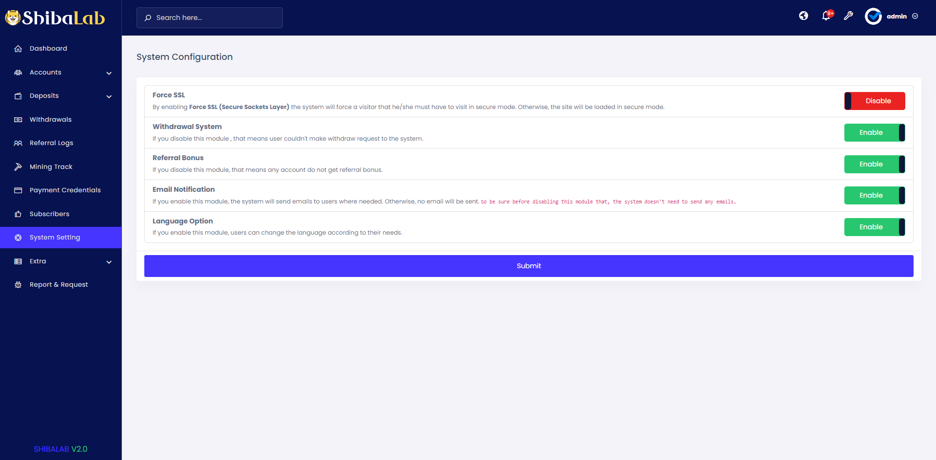 ShibaLab - Shiba Inu Cloud Mining Platform by ViserLab | CodeCanyon