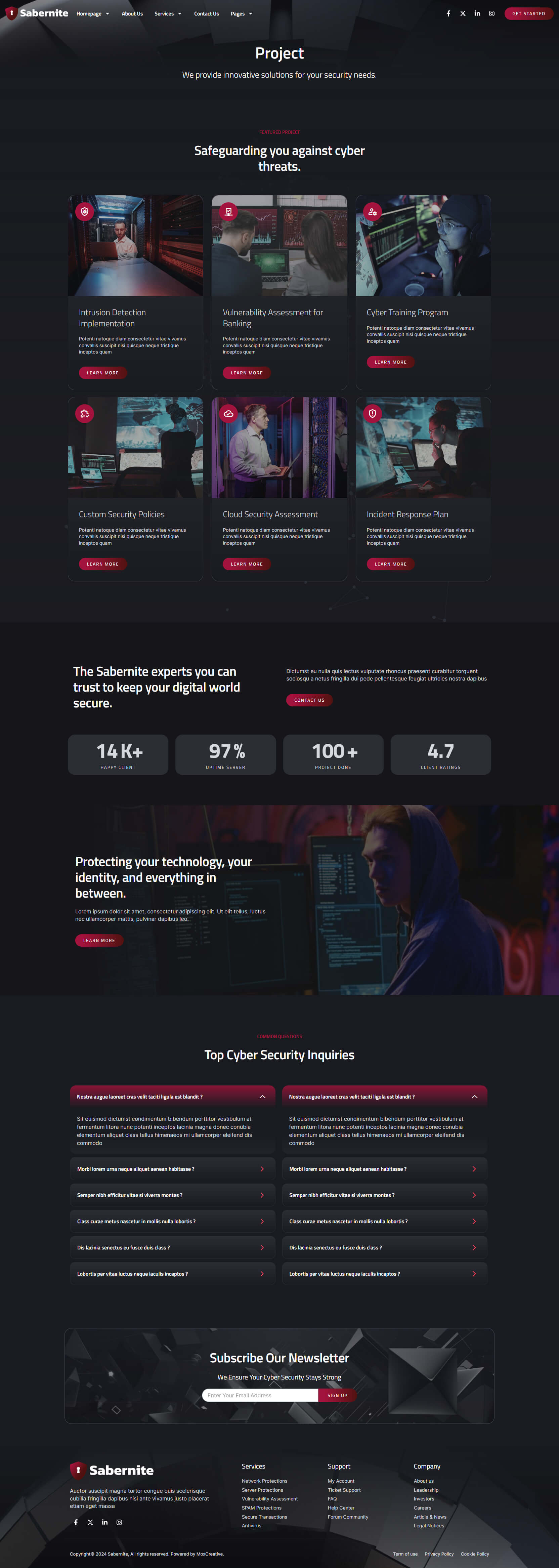 Sabernite - Cyber Security Services Elementor Pro Template Kit by ...