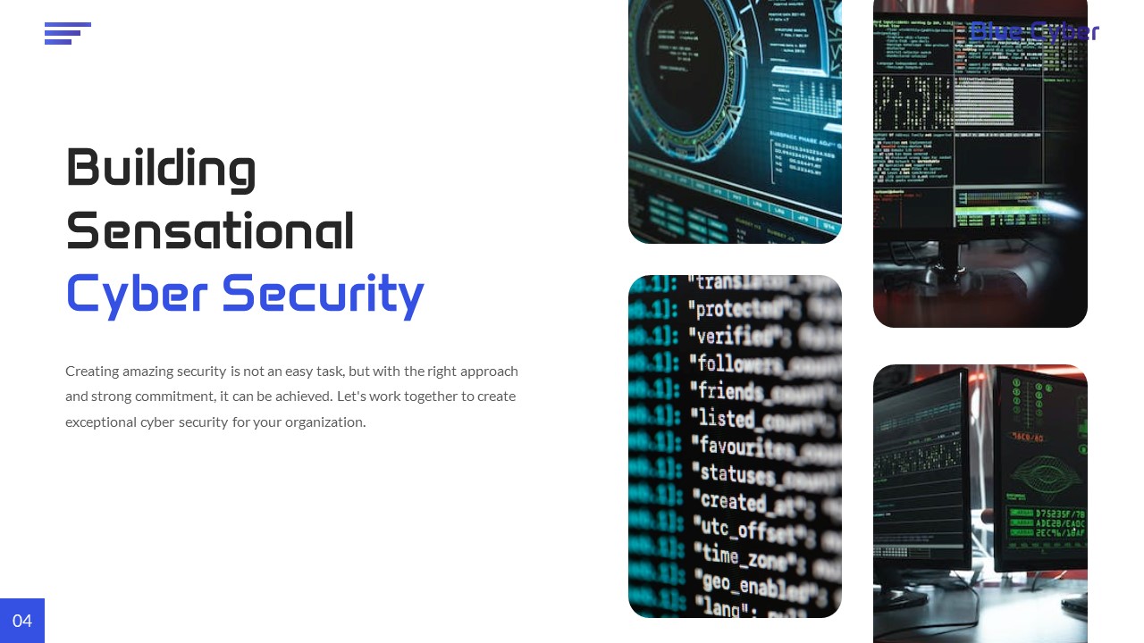 Blue Cyber Security Agency PowerPoint Template, Presentation Templates