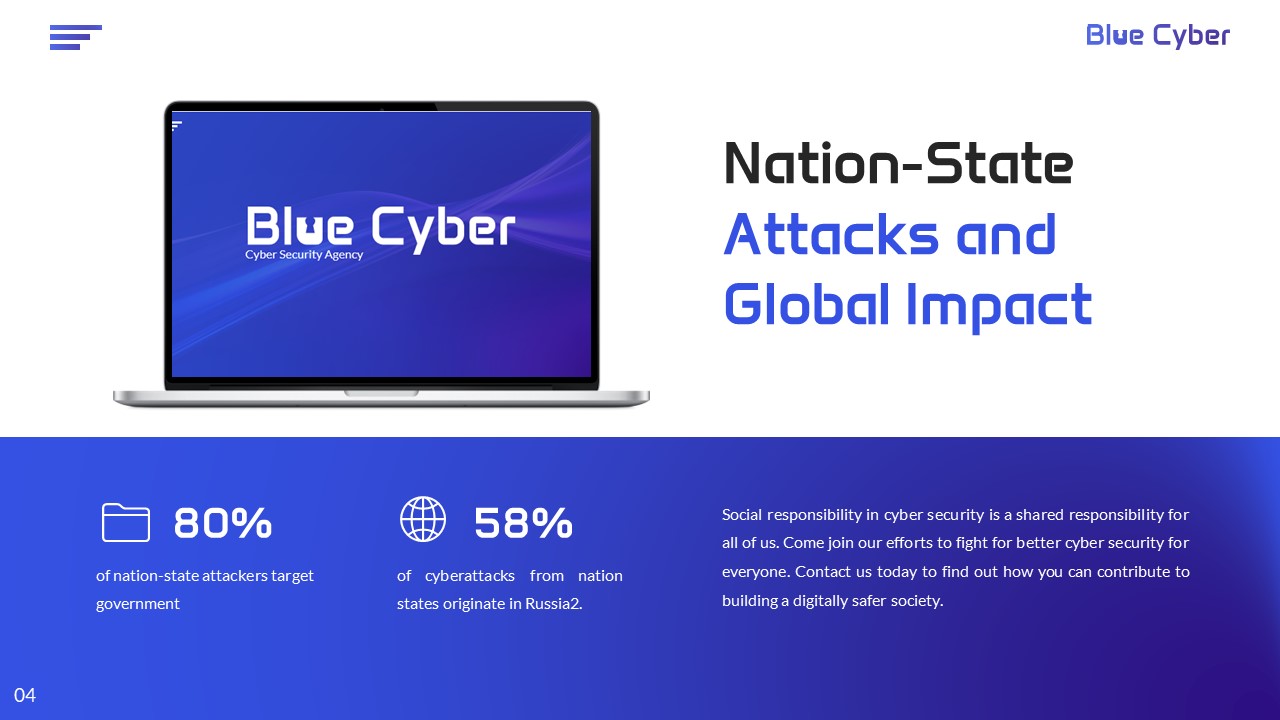Blue Cyber Security Agency PowerPoint Template, Presentation Templates
