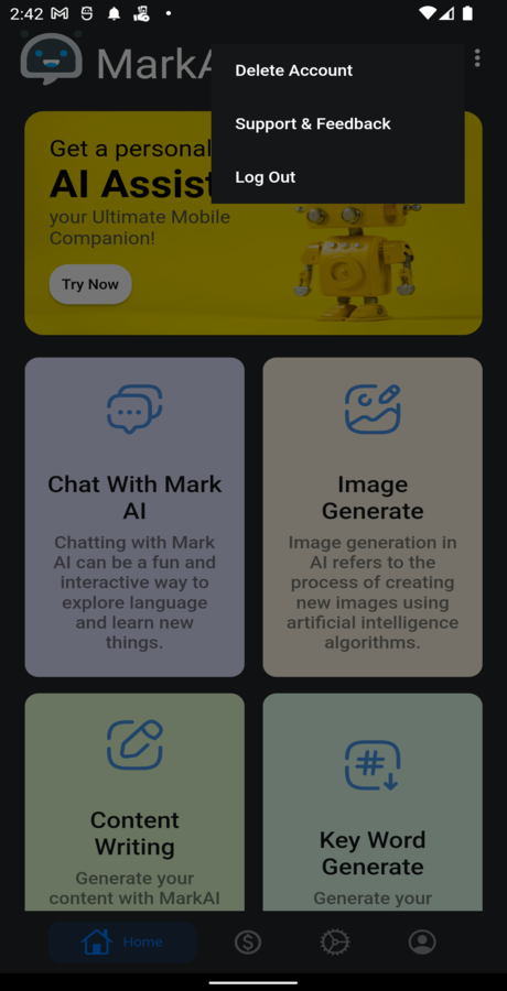 Mark AI - AI Content writing App | AI Image | keyword generator | Android iOS & web Payment ...